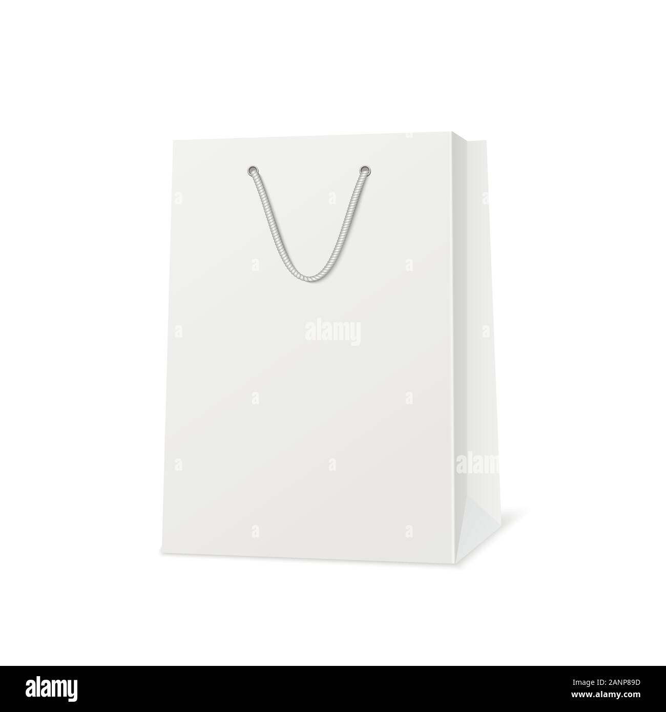 Blank shopping paper bag mockup. Empty cardboard packet on white ...