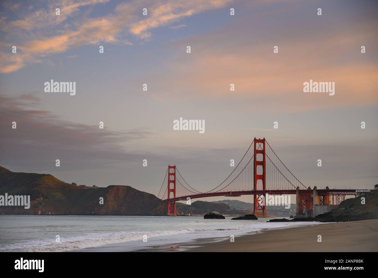 Golden gate bridge view baker beach san francisco hi-res stock ...