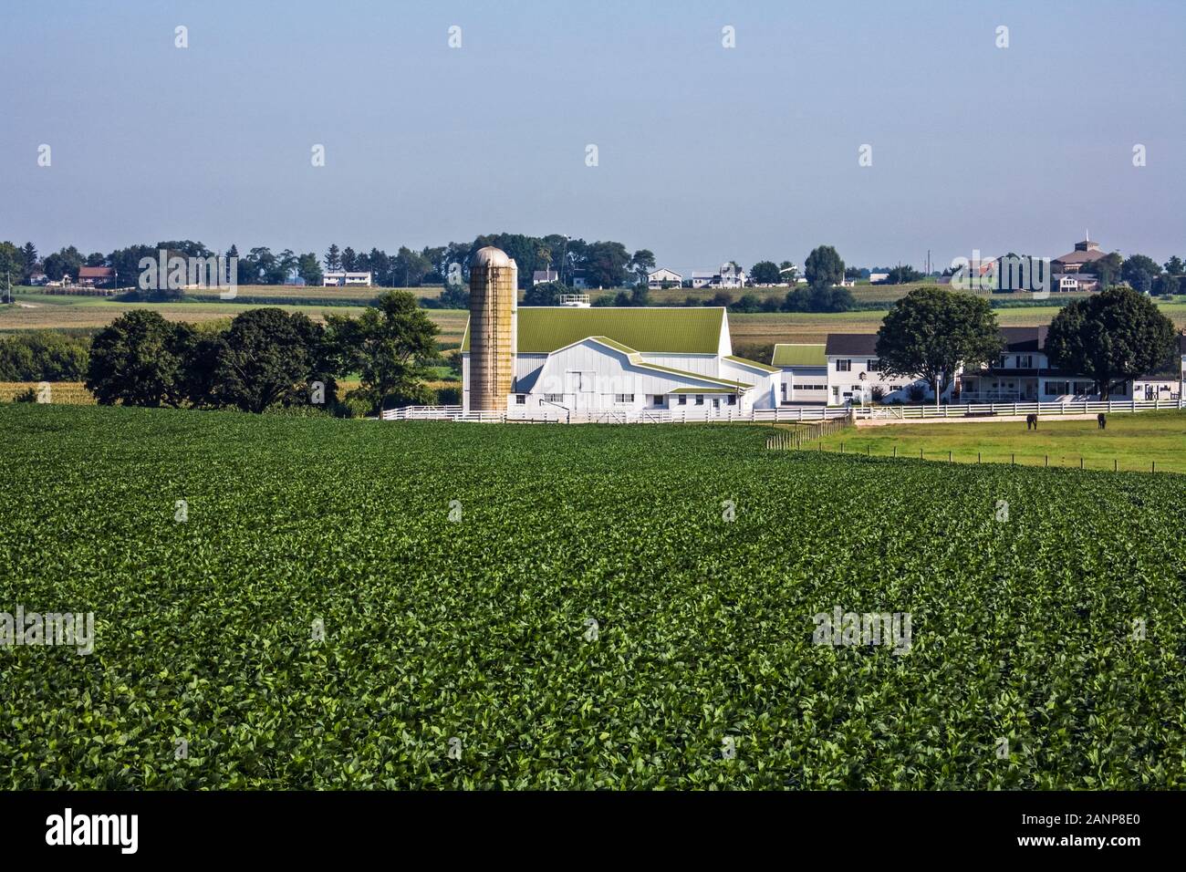 Amish farm and farmland, Lancaster County, rural Pennsylvania, scenic ...