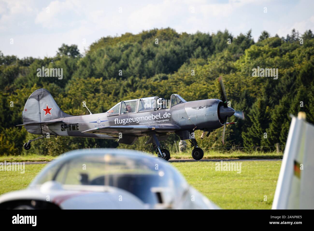Wershofen, Germany 03 September 2017. An old military aircraft with one ...
