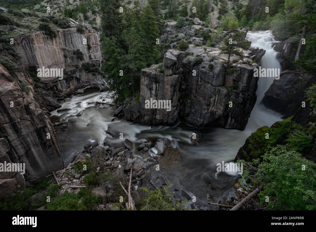 Wide View of Shell Creek Falls in Wyoming wilderness Stock Photo - Alamy