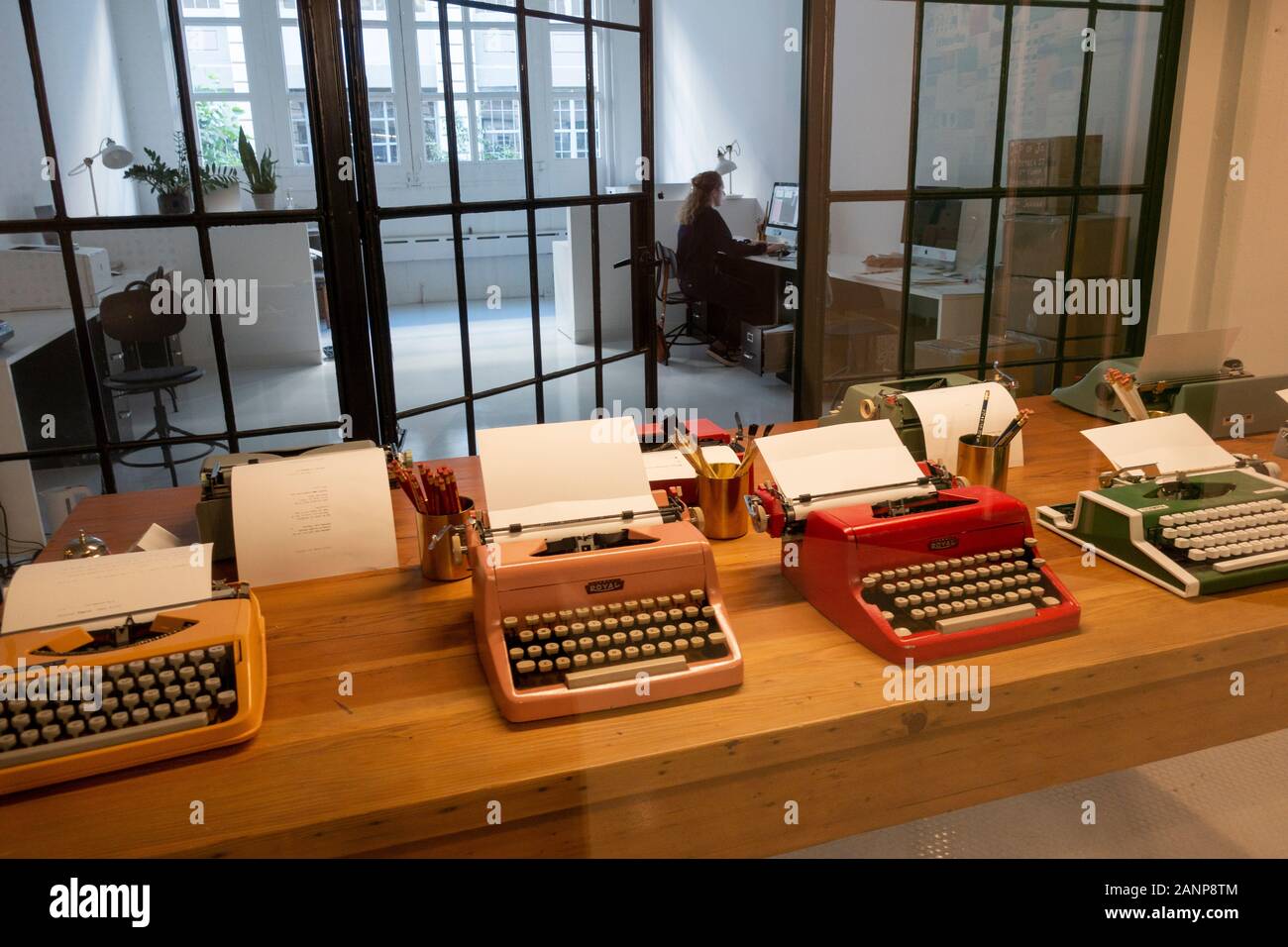 Typewriter display in writing room Industry City Brooklyn NYC Stock ...