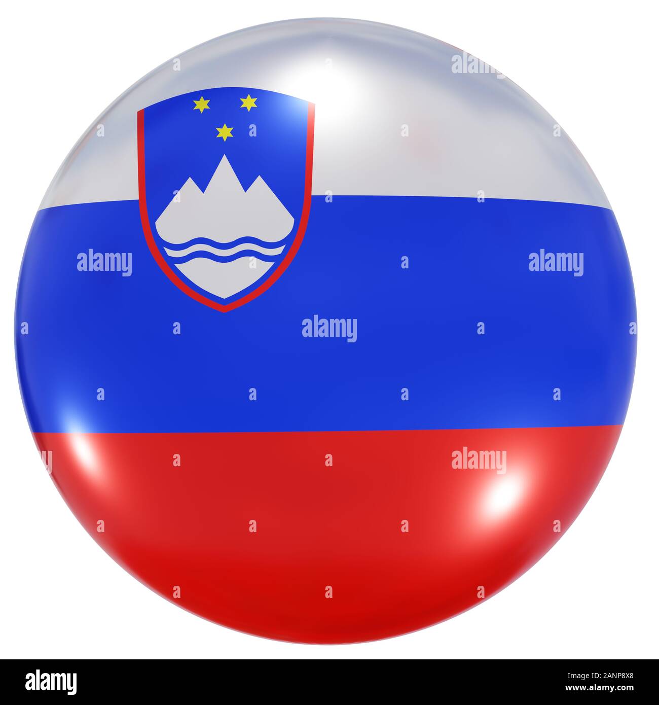 3d rendering of a Slovenia national flag on a circle icon isolated on ...