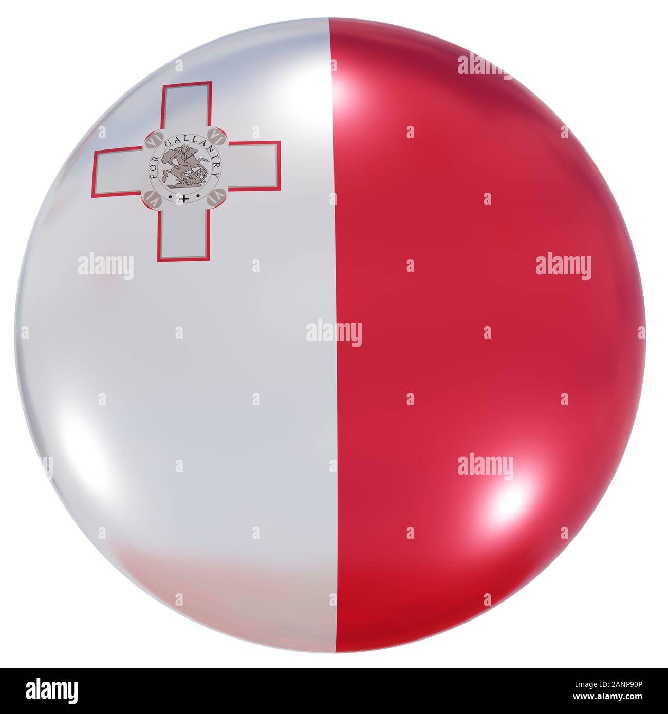 3d rendering of a Malta national flag on a circle icon isolated on ...