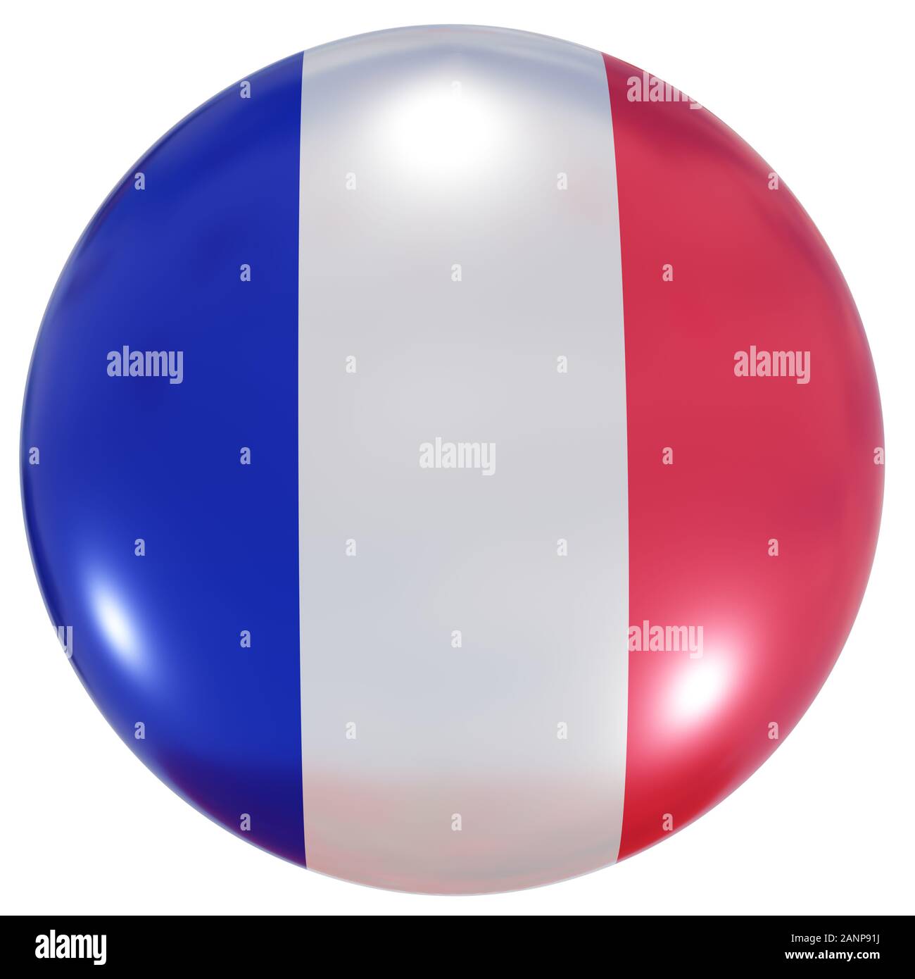 3d rendering of a France national flag on a circle icon isolated on ...