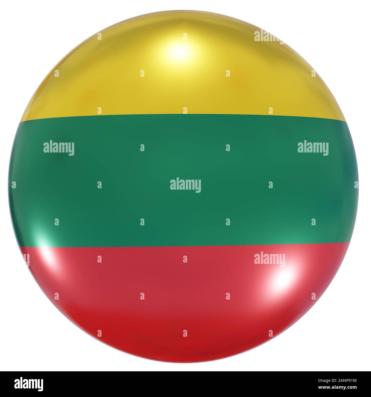 3d rendering of a Lithuania national flag on a circle icon isolated on ...