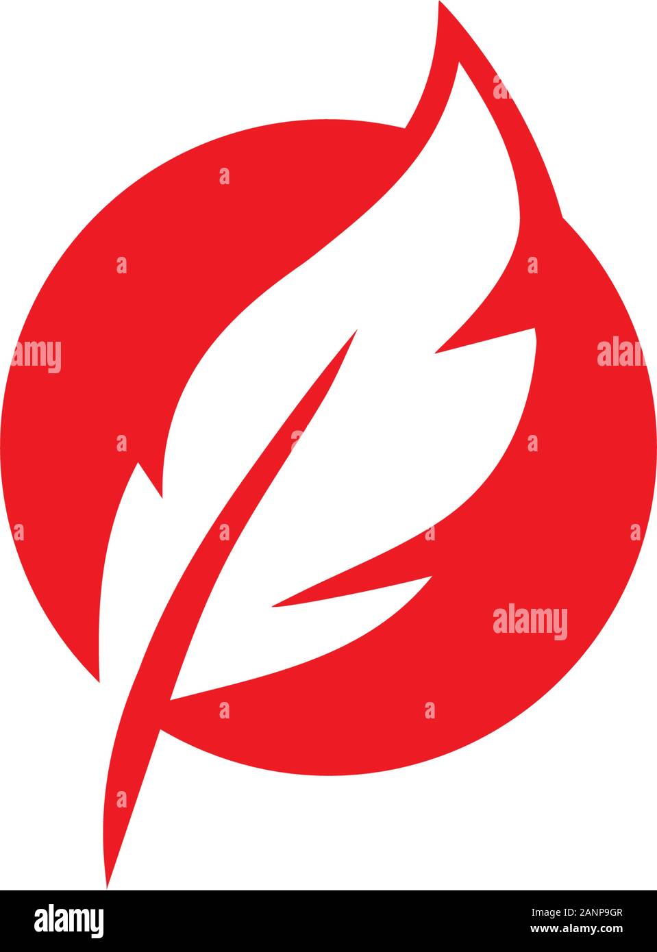 Logo design with abstract feather icon in circle shape, red color Stock ...