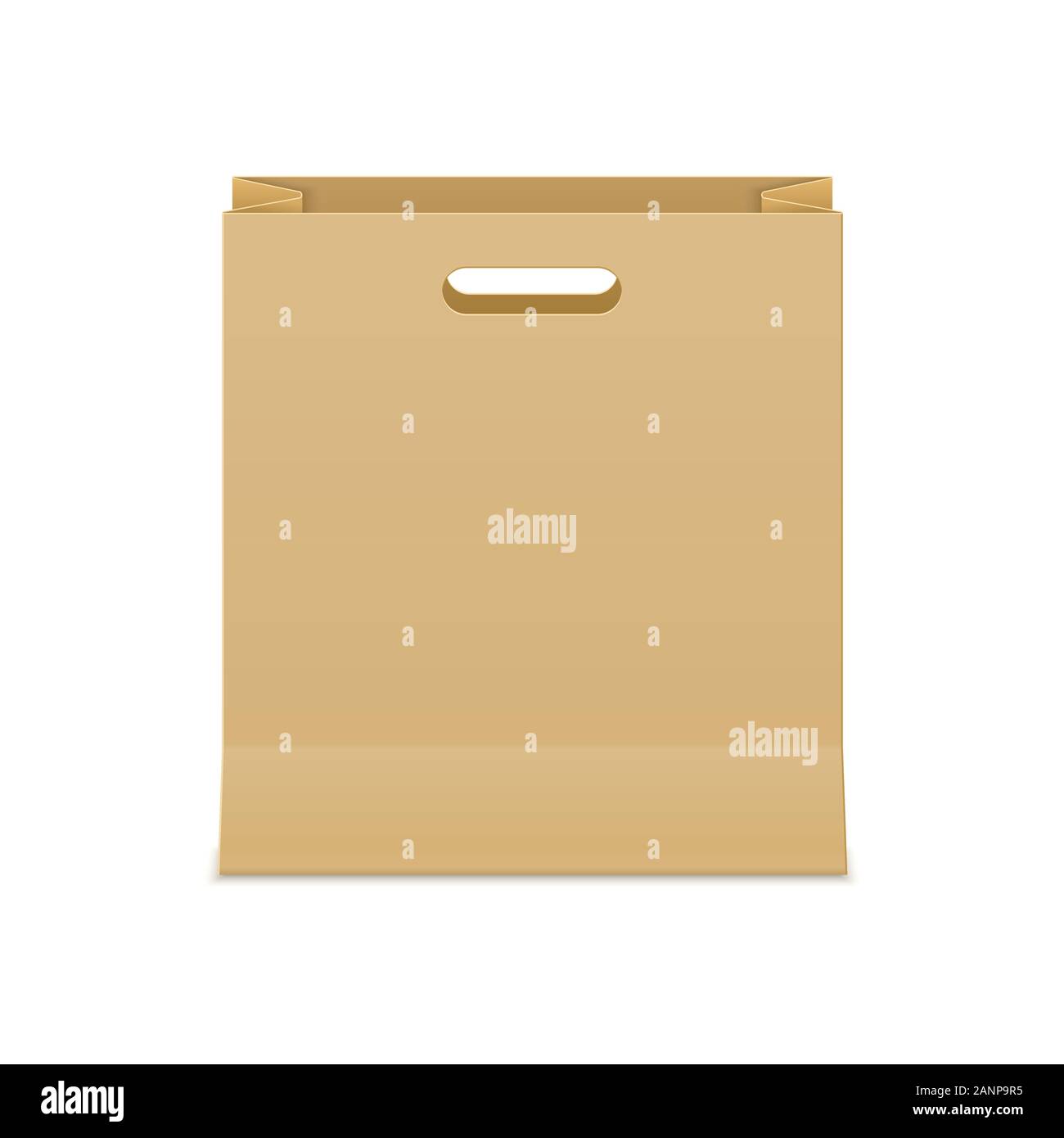 Brown paper bag for shopping. Blank cardboard packet on white ...