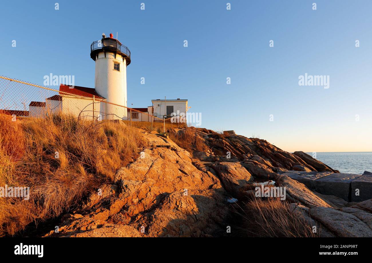 Beautiful sunset of Eastern Point Lighthouse at Gloucester ...