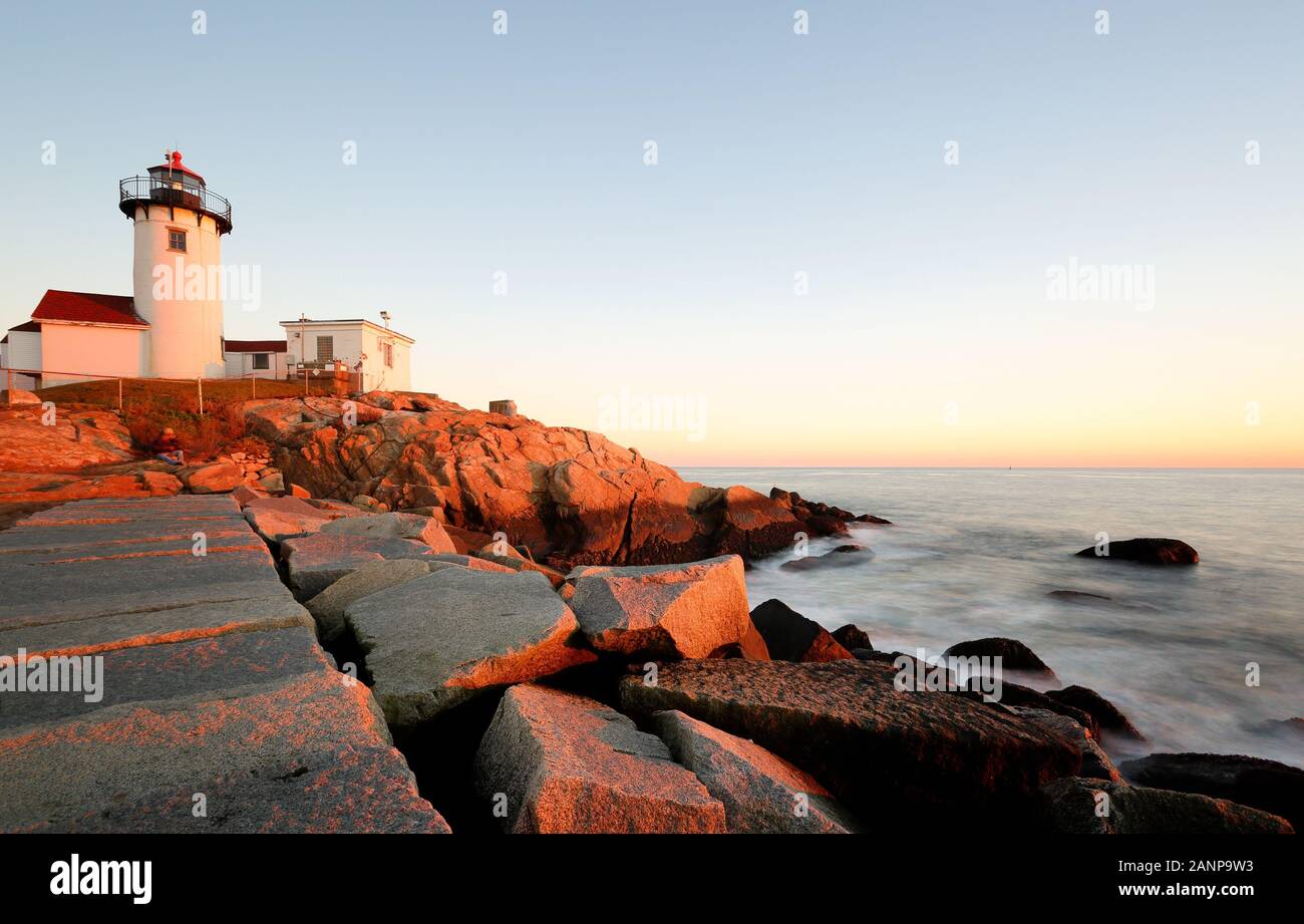 Beautiful sunset of Eastern Point Lighthouse at Gloucester ...