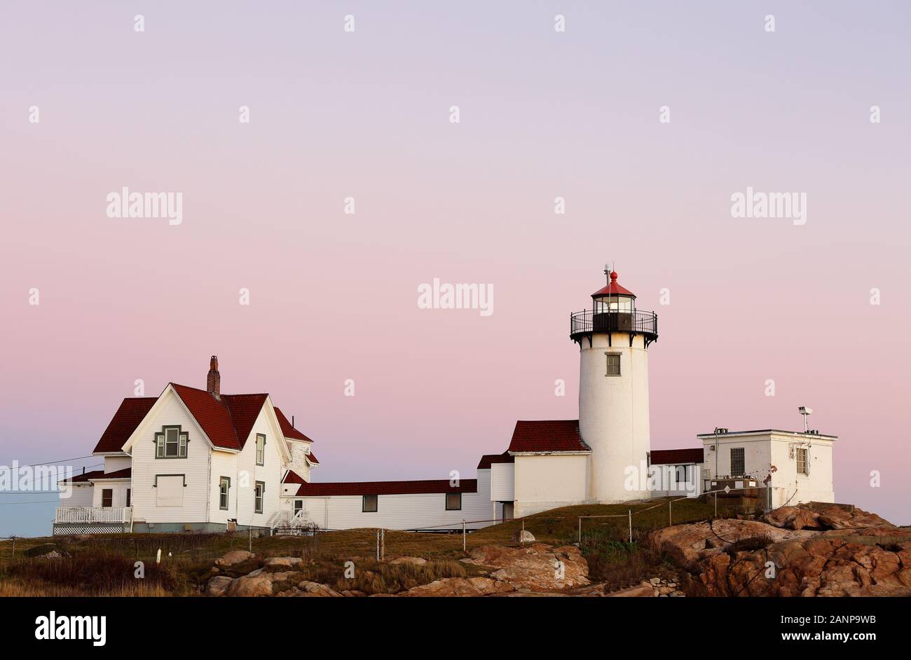 Beautiful sunset of Eastern Point Lighthouse at Gloucester ...