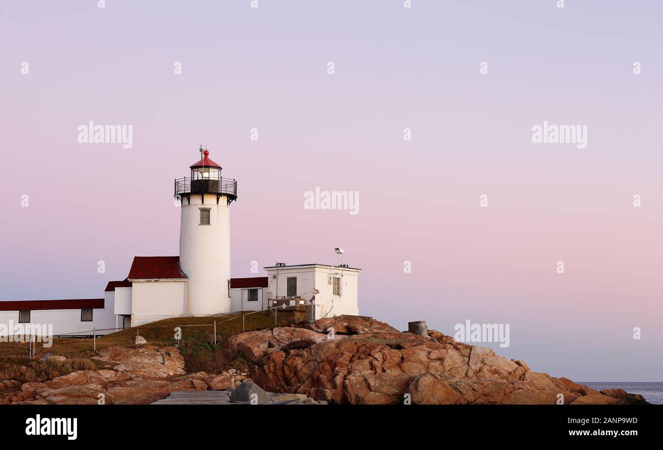 Beautiful sunset of Eastern Point Lighthouse at Gloucester ...