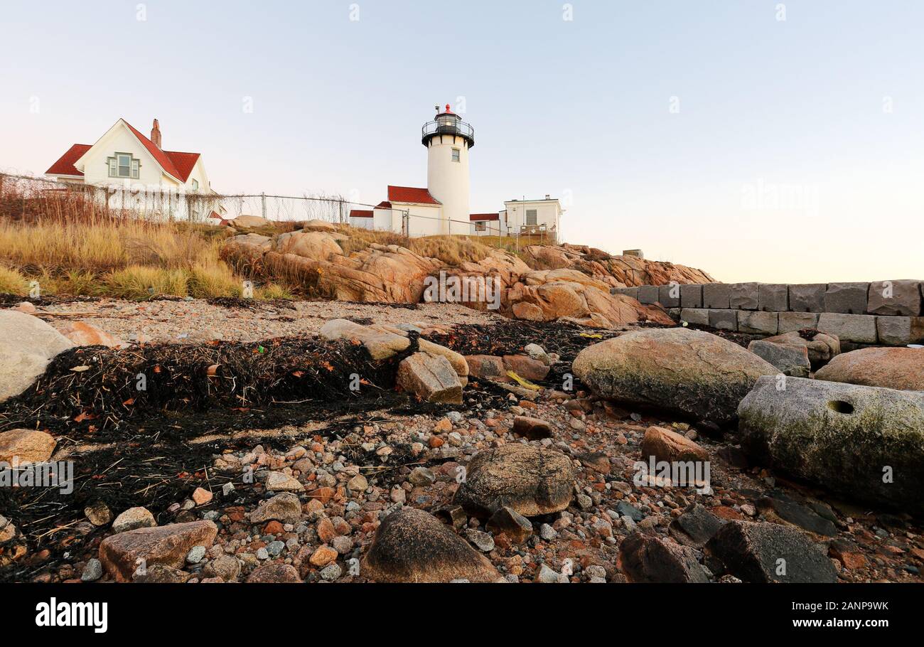 Beautiful sunset of Eastern Point Lighthouse at Gloucester ...