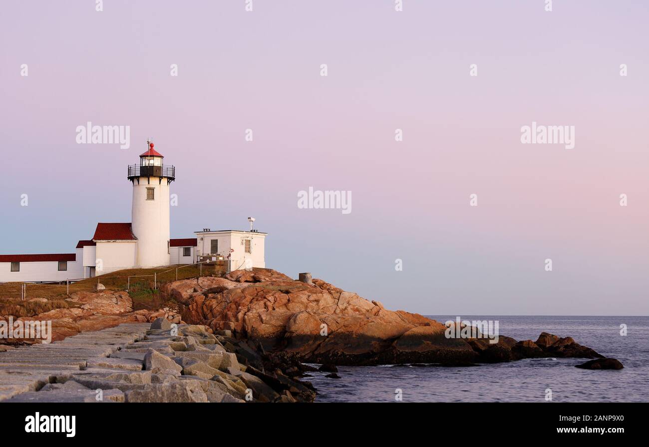 Beautiful sunset of Eastern Point Lighthouse at Gloucester ...