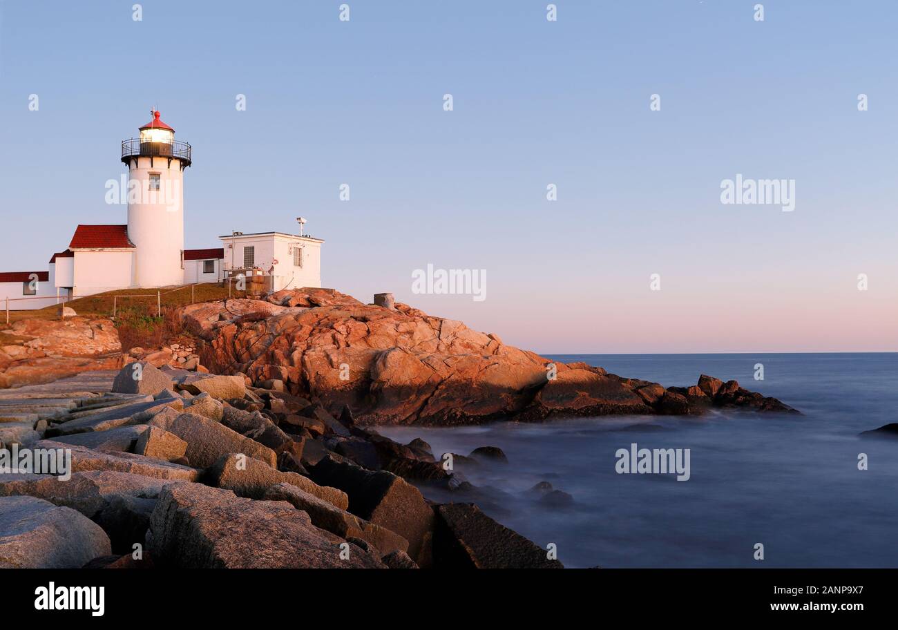 Beautiful sunset of Eastern Point Lighthouse at Gloucester ...