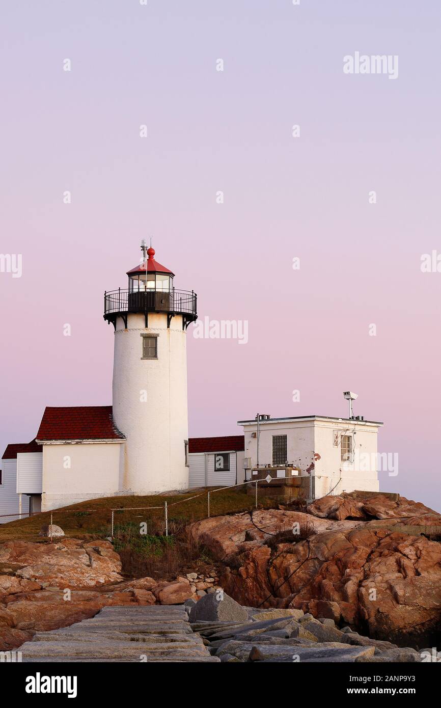 Beautiful sunset of Eastern Point Lighthouse at Gloucester ...