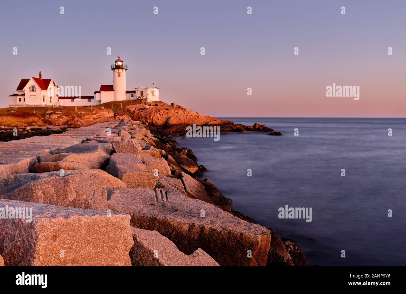 Beautiful sunset of Eastern Point Lighthouse at Gloucester ...