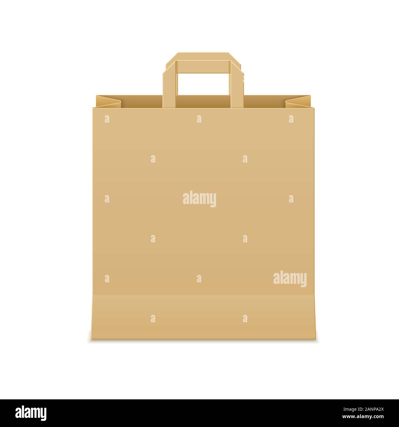 Brown paper bag for shopping. Blank cardboard packet on white ...