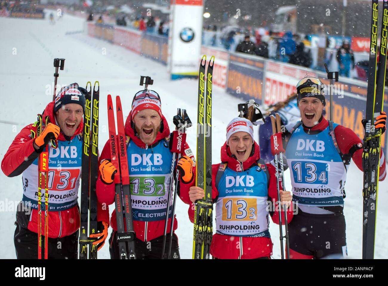 Ruhpolding, Germany. 18th Jan, 2020. cheers and joy about the 3rd place ...