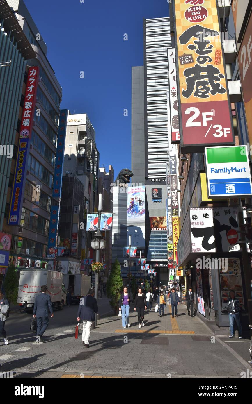 view of the street in Kabukicho district, Tokyo Stock Photo - Alamy