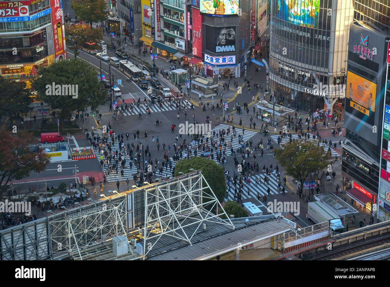 street view in Shibuya district, Tokyo Stock Photo - Alamy
