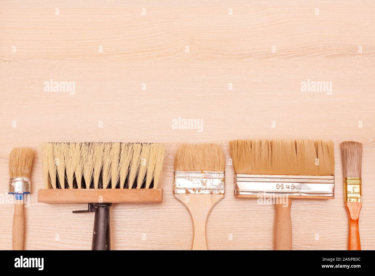 A large set of different construction brushes. Stock photo set of ...