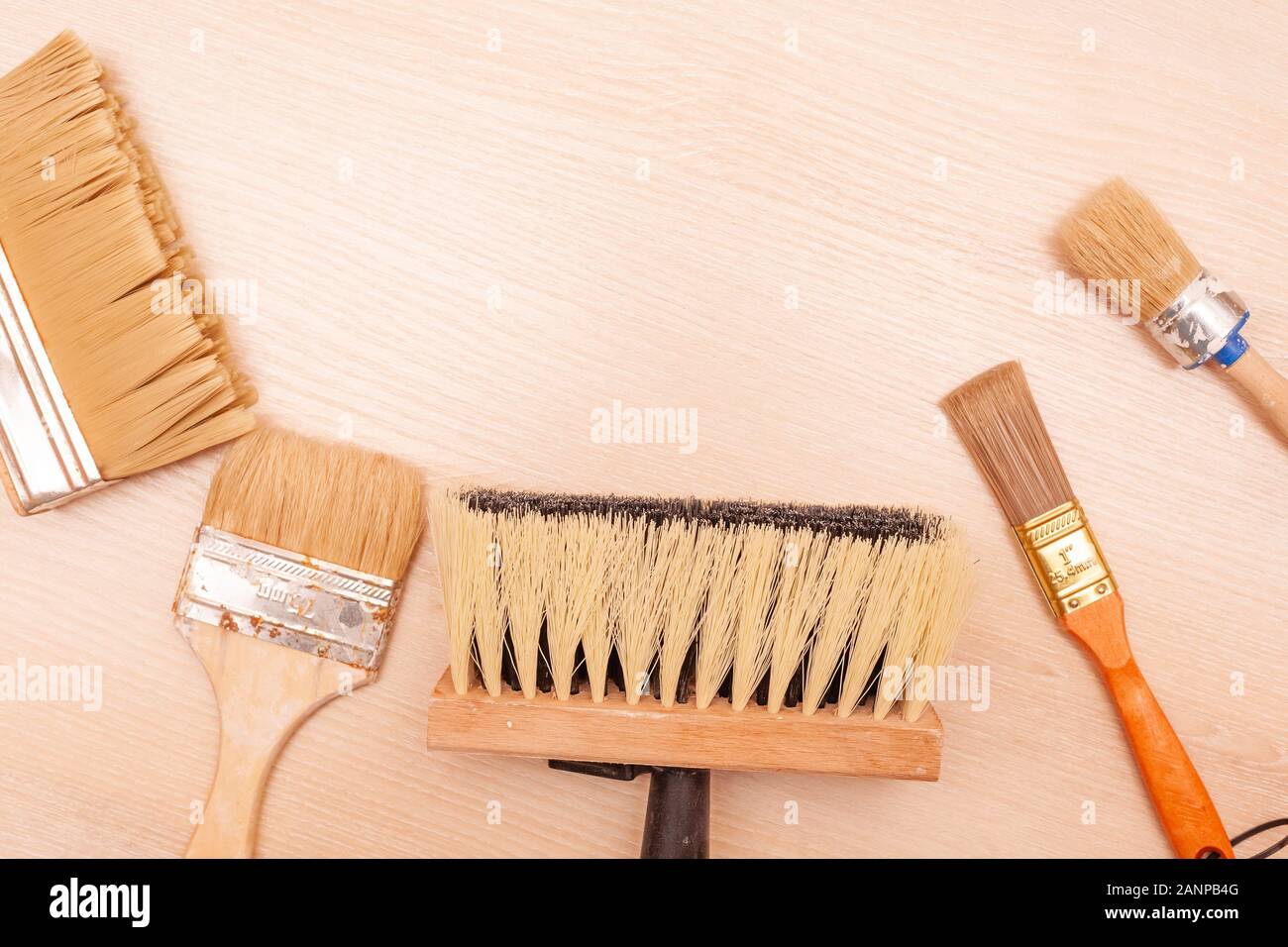 A large set of different construction brushes. Stock photo set of ...