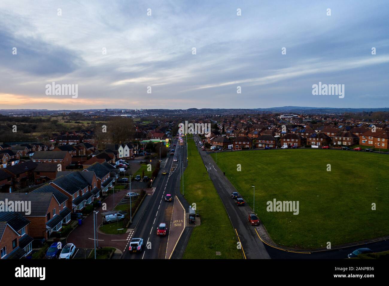 Aerial view of the notorious and crime ridden area of Dividy road in ...