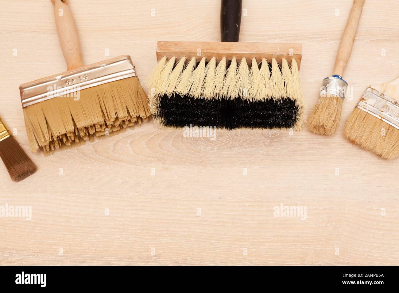 A large set of different construction brushes. Stock photo set of ...