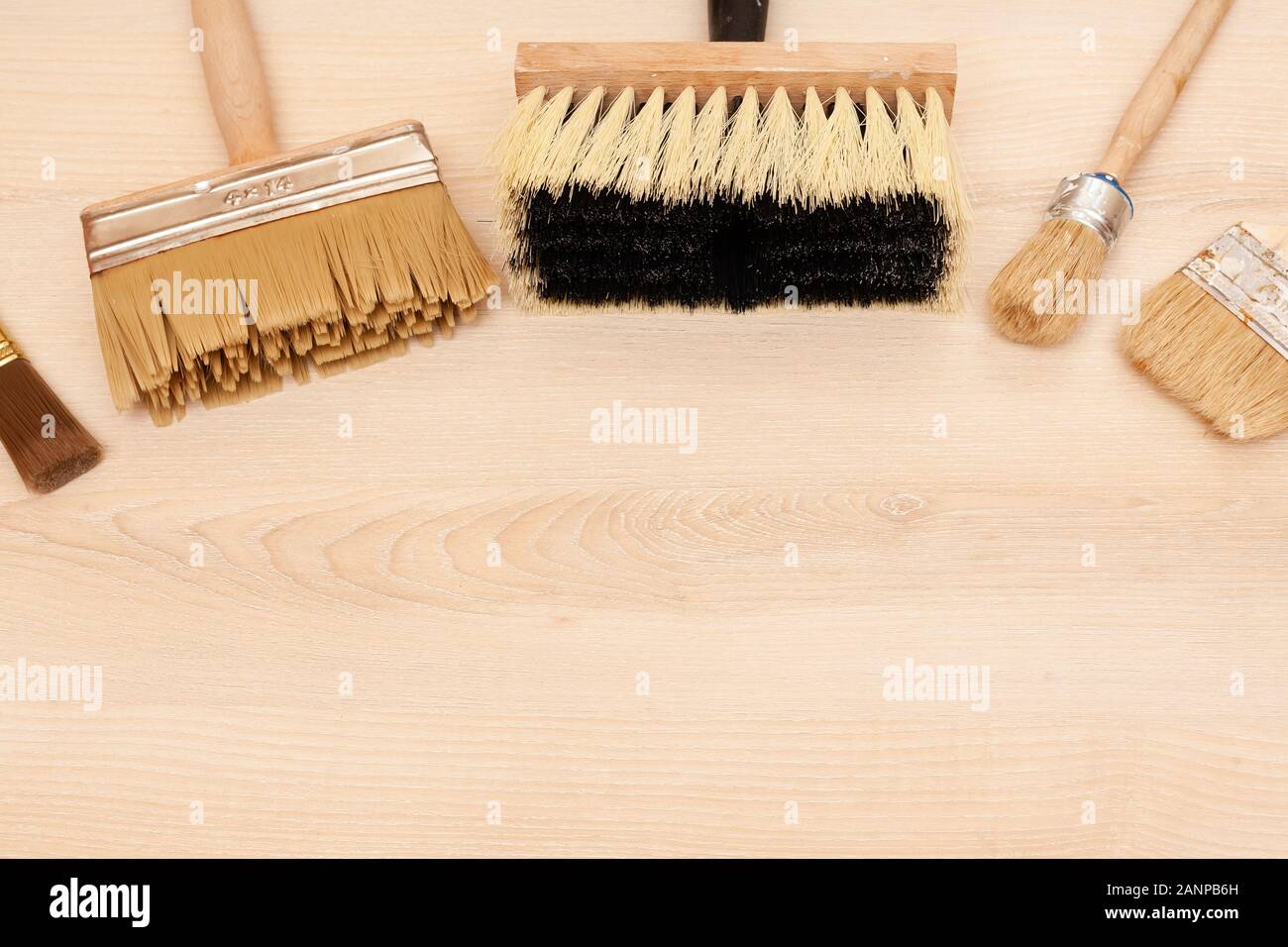 A large set of different construction brushes. Stock photo set of ...
