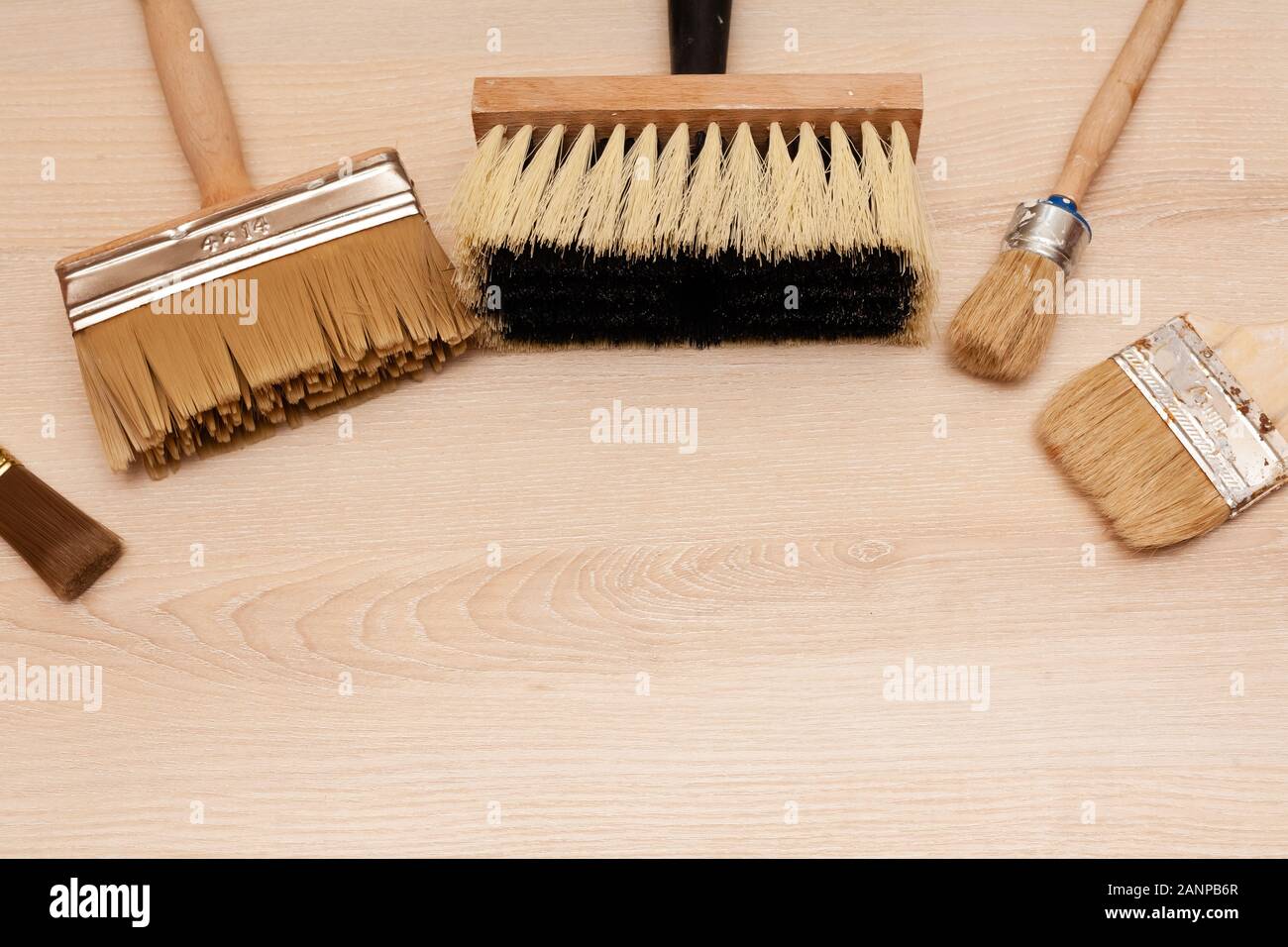 A large set of different construction brushes. Stock photo set of ...