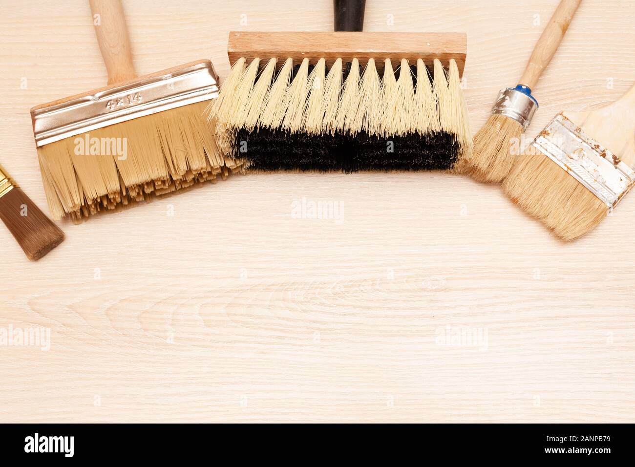 A large set of different construction brushes. Stock photo set of ...