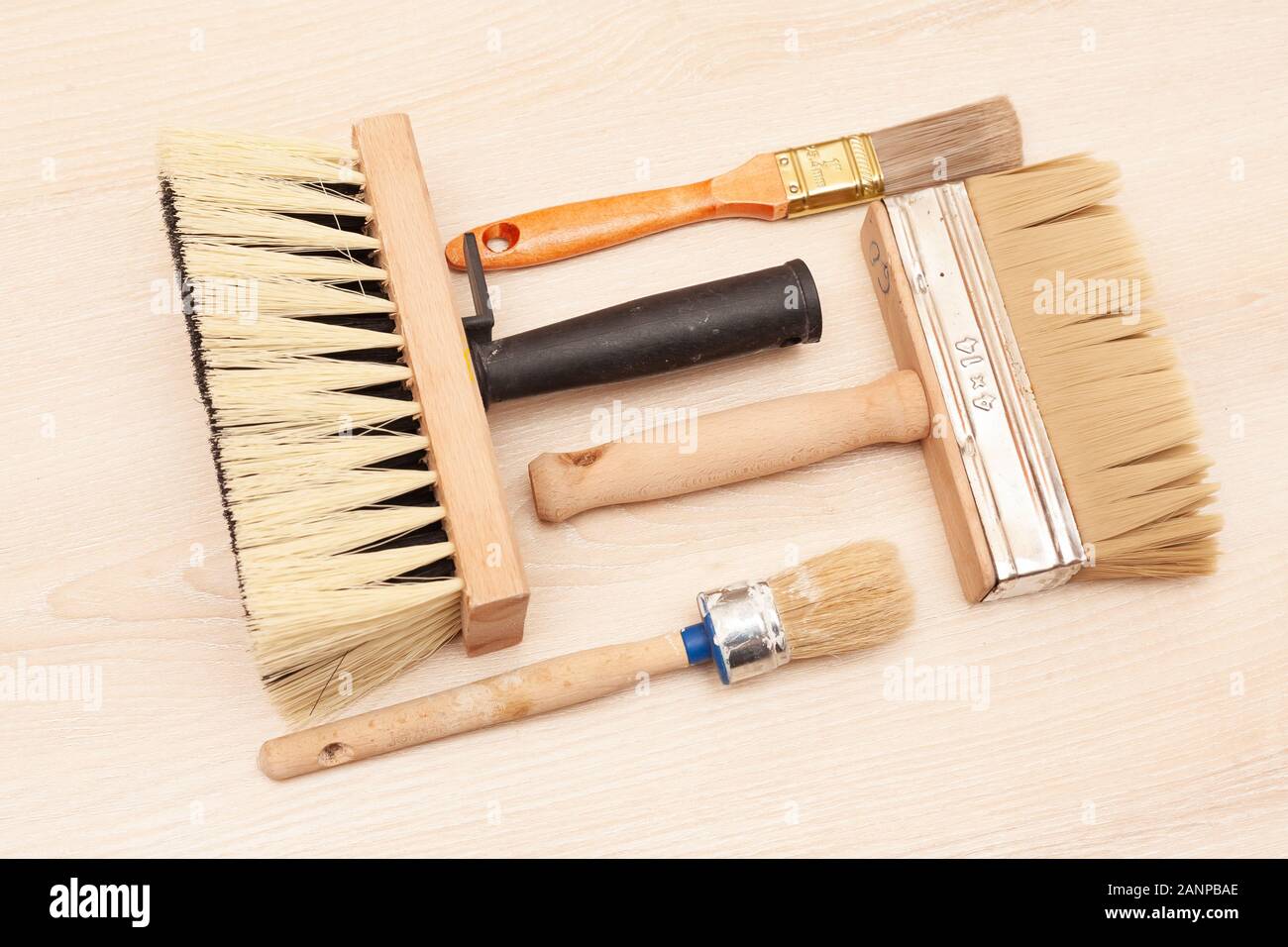 A large set of different construction brushes. Stock photo set of ...