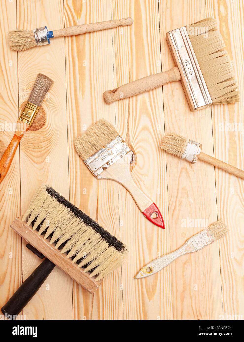 A large set of different construction brushes. Stock photo set of ...