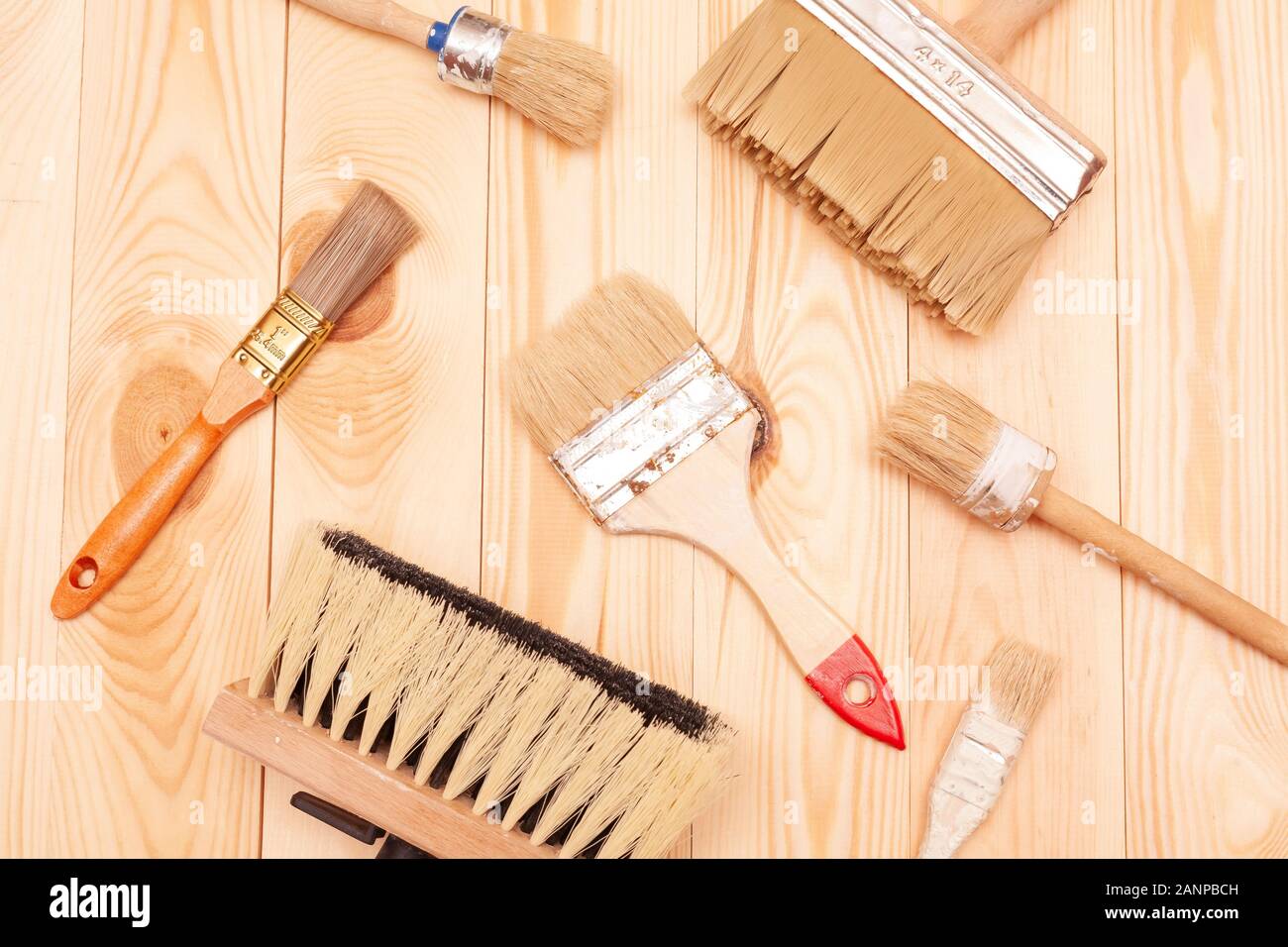 A large set of different construction brushes. Stock photo set of ...