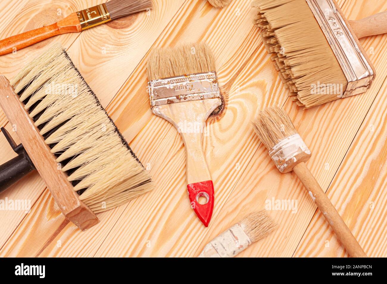A large set of different construction brushes. Stock photo set of ...