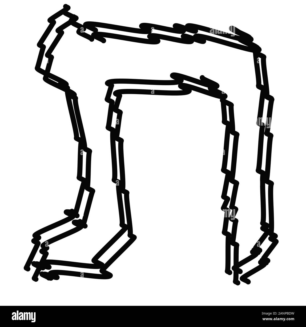 Black letters of the Hebrew alphabet. Hebrew children scribbles. Vector ...