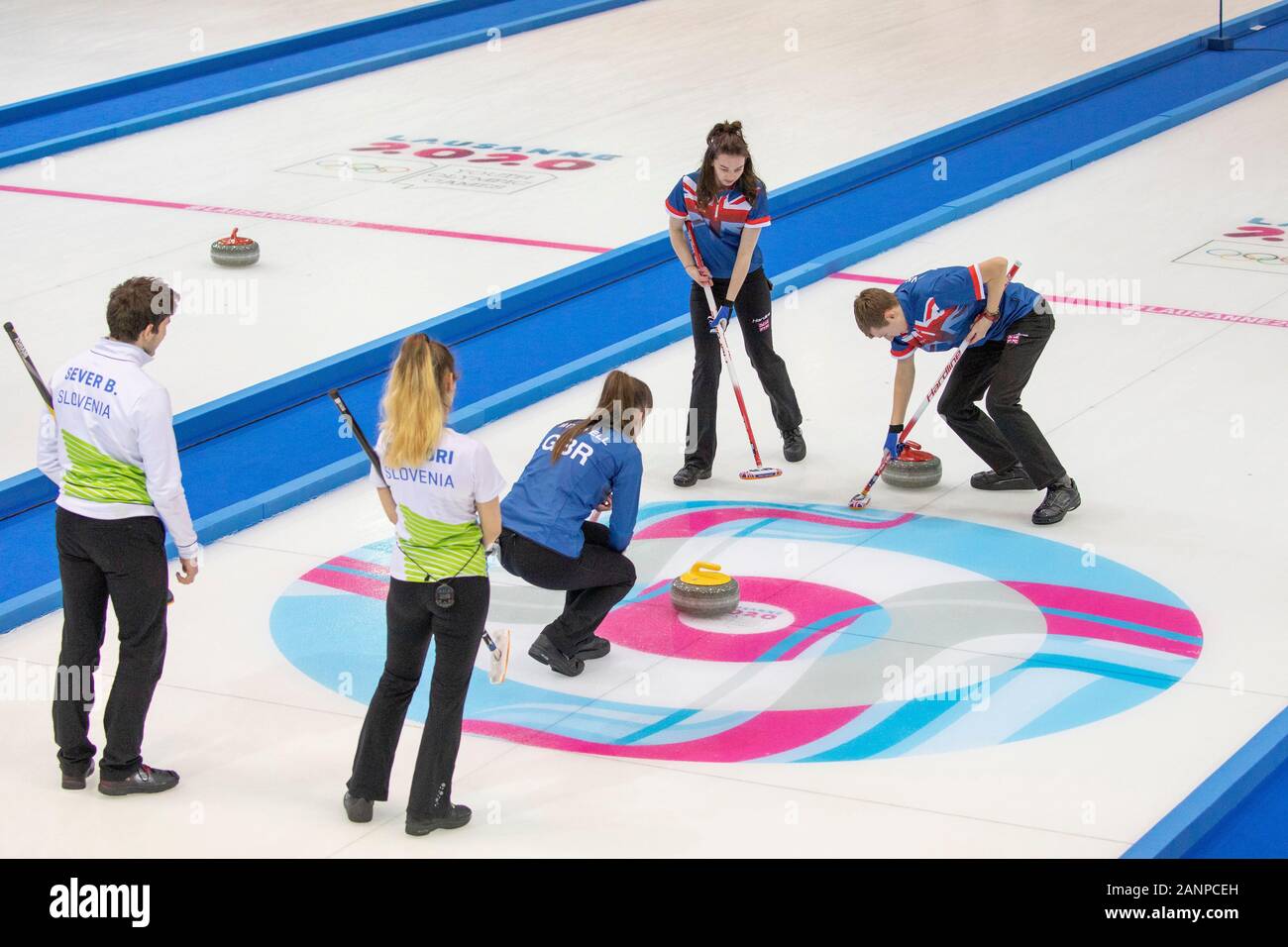 Team GB play Slovenia in the mixed team round robin Curling match ...