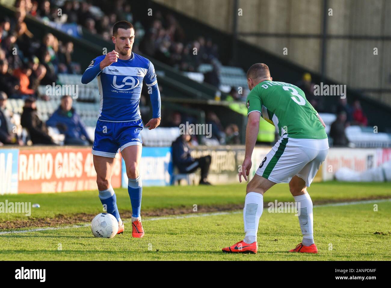 Huish Park, Yeovil, 18th January 2020. Ryan Donaldson of Hartlepool ...
