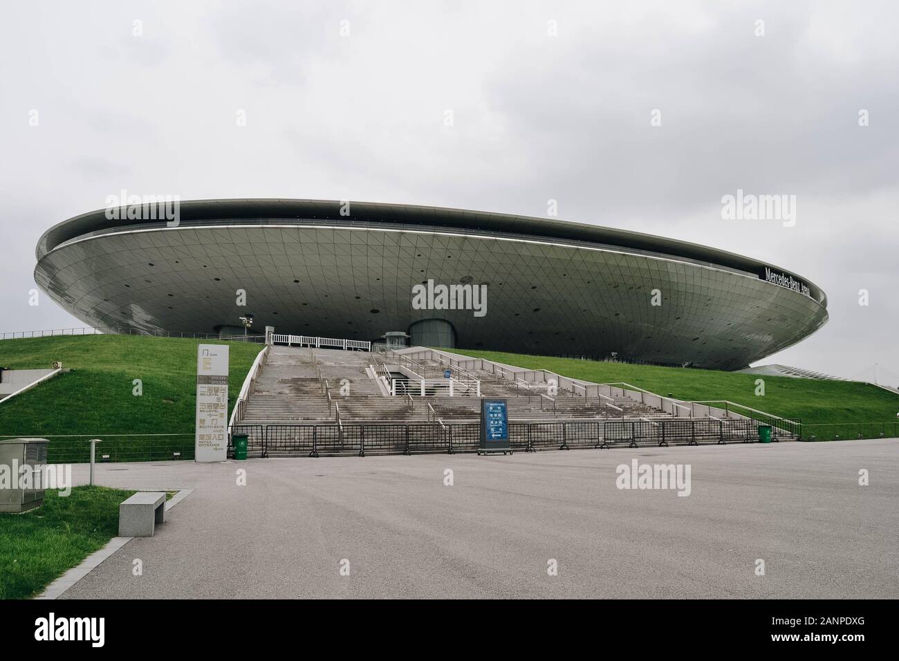 Mercedes-Benz Arena or Shanghai World Expo Cultural Center Stock Photo ...