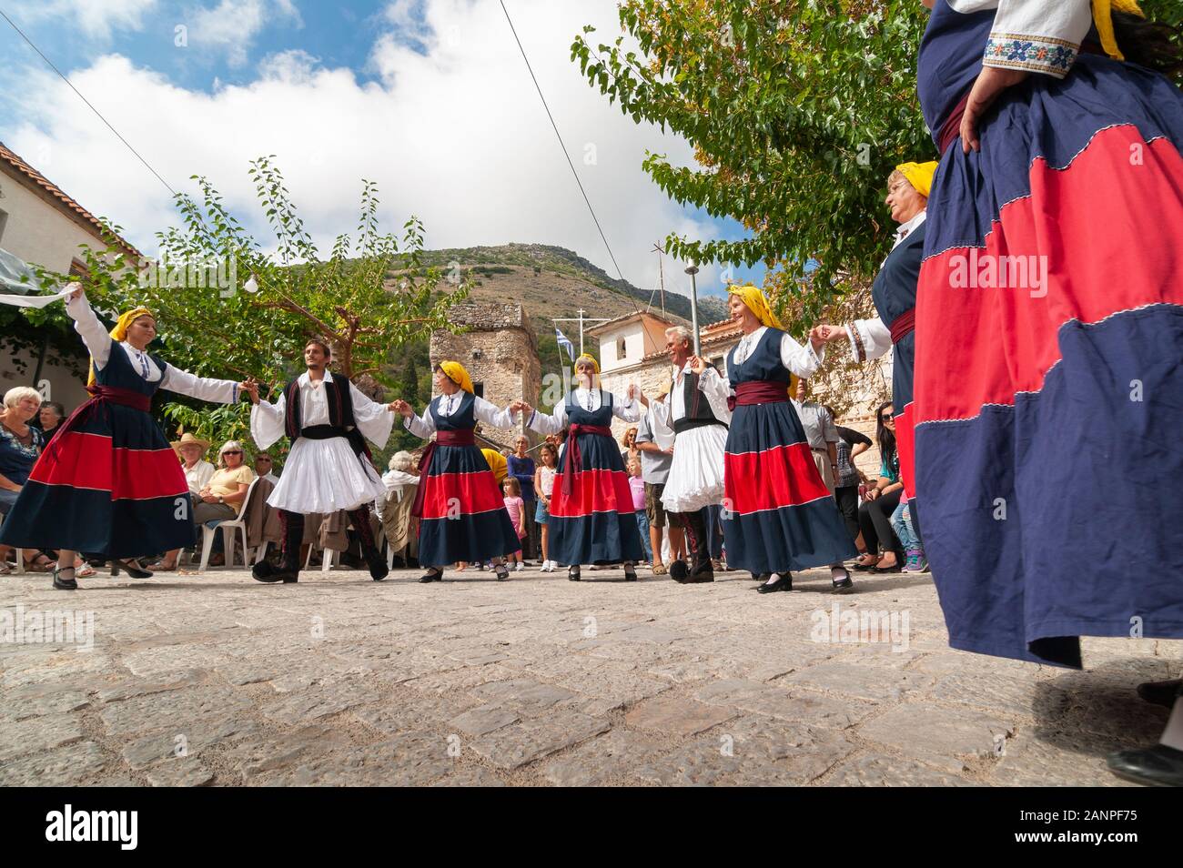 Traditional Greek dancing at a Paniyiri, a local festival, in Kastania ...