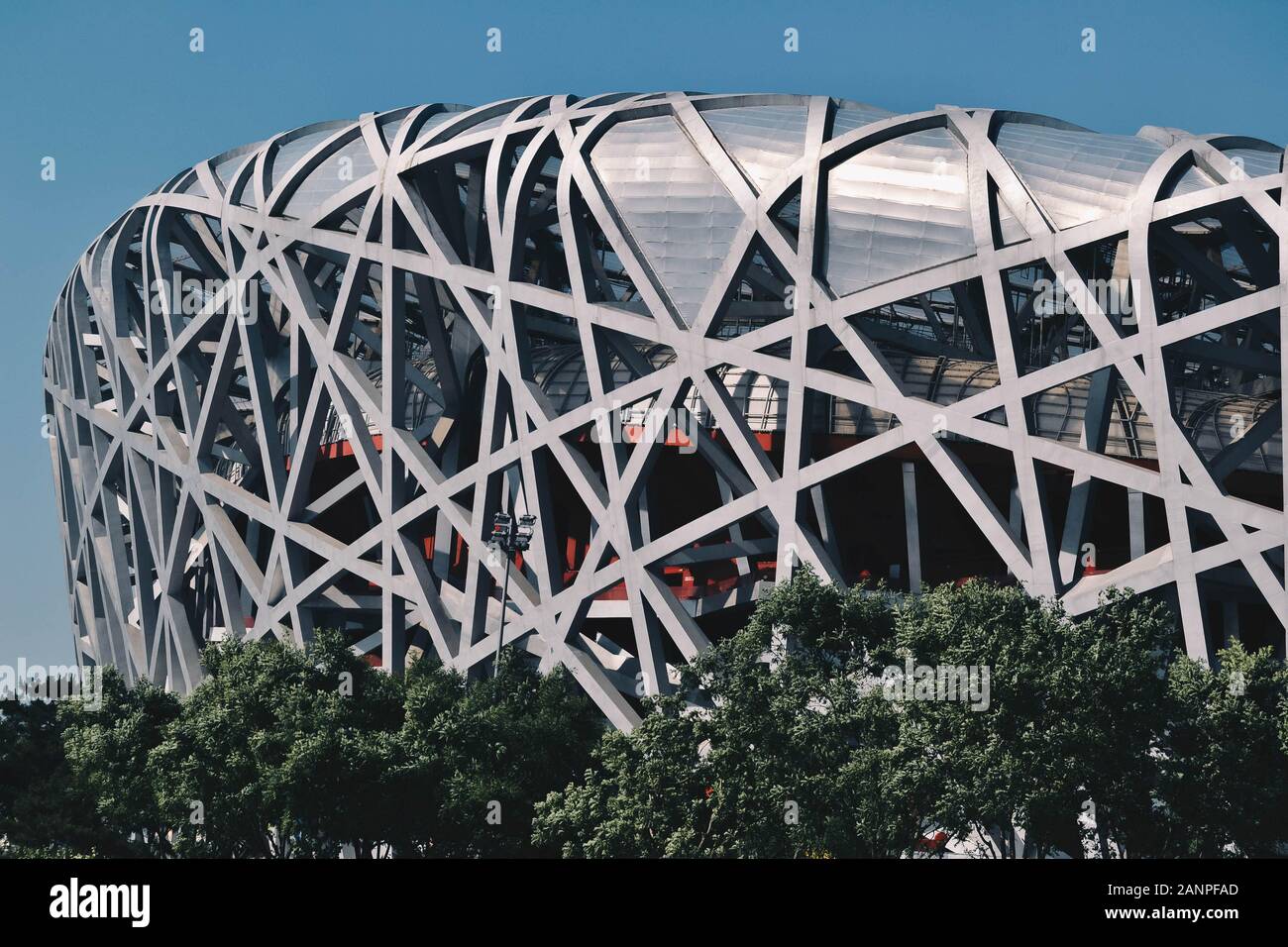 Close up to the facade of the Beijing National Stadium or Bird's Nest ...