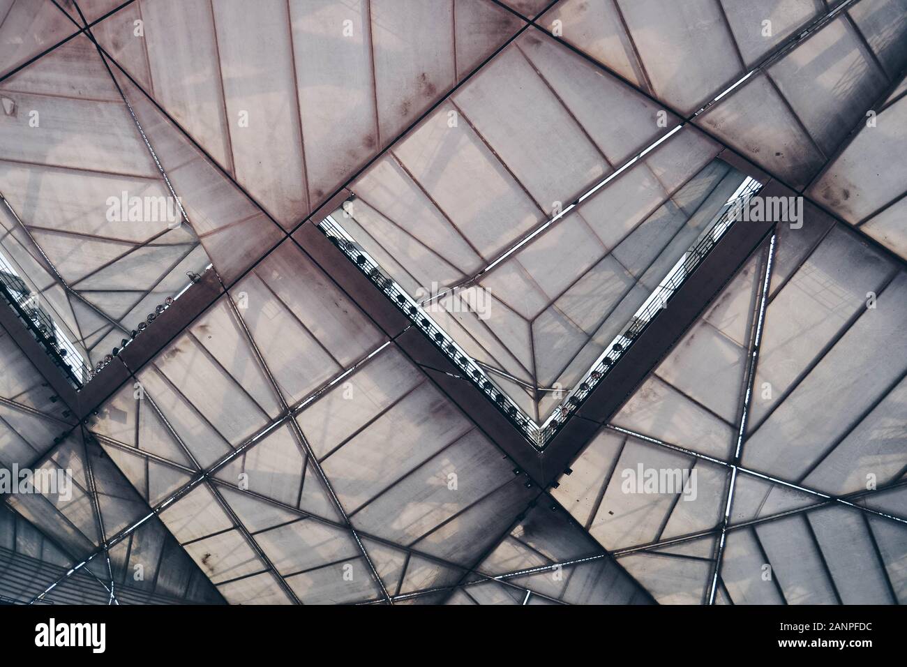 Close up to the roof of the Beijing National Stadium or Bird's Nest ...