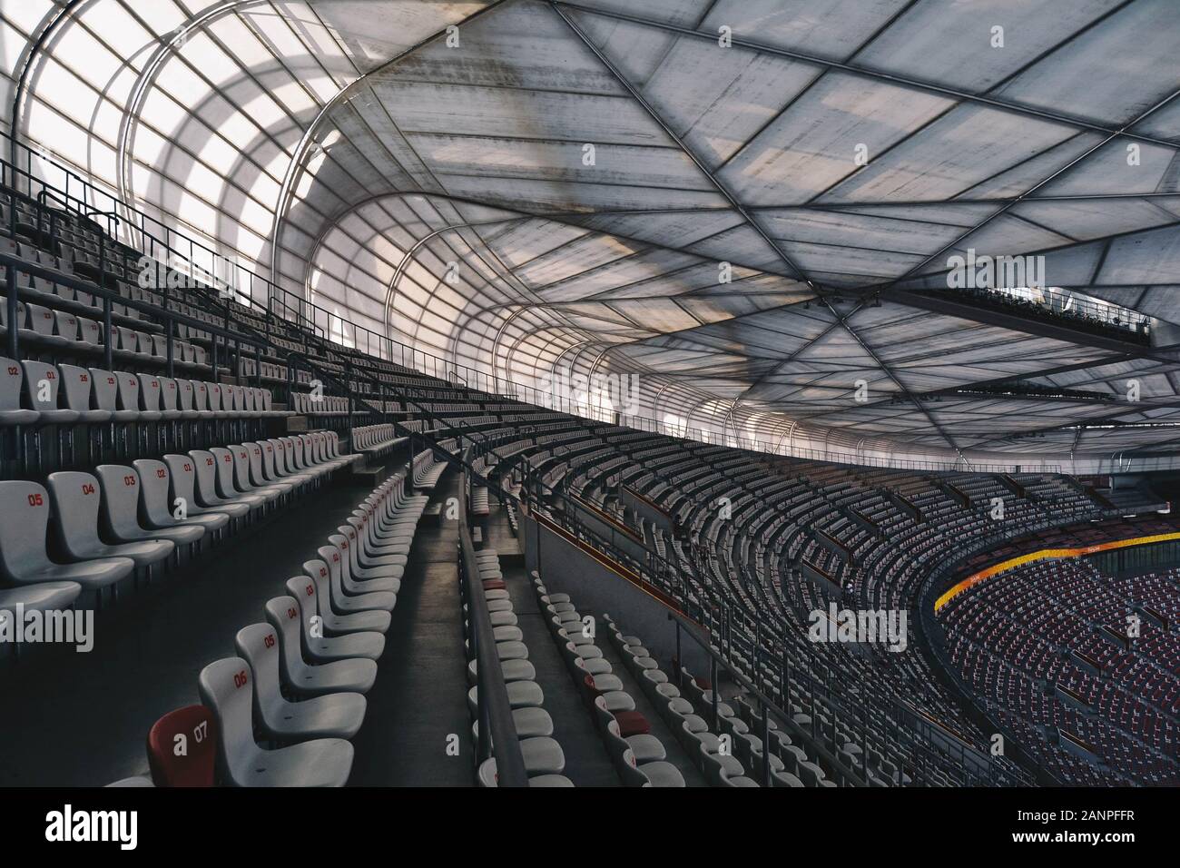 Stadium stands inside the Beijing National Stadium or Bird's Nest ...