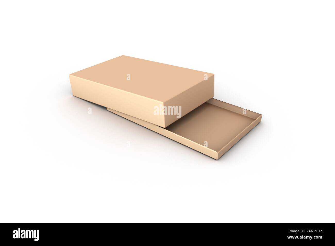 3d rendering of cardboard empty box mockup template with golden yellow ...