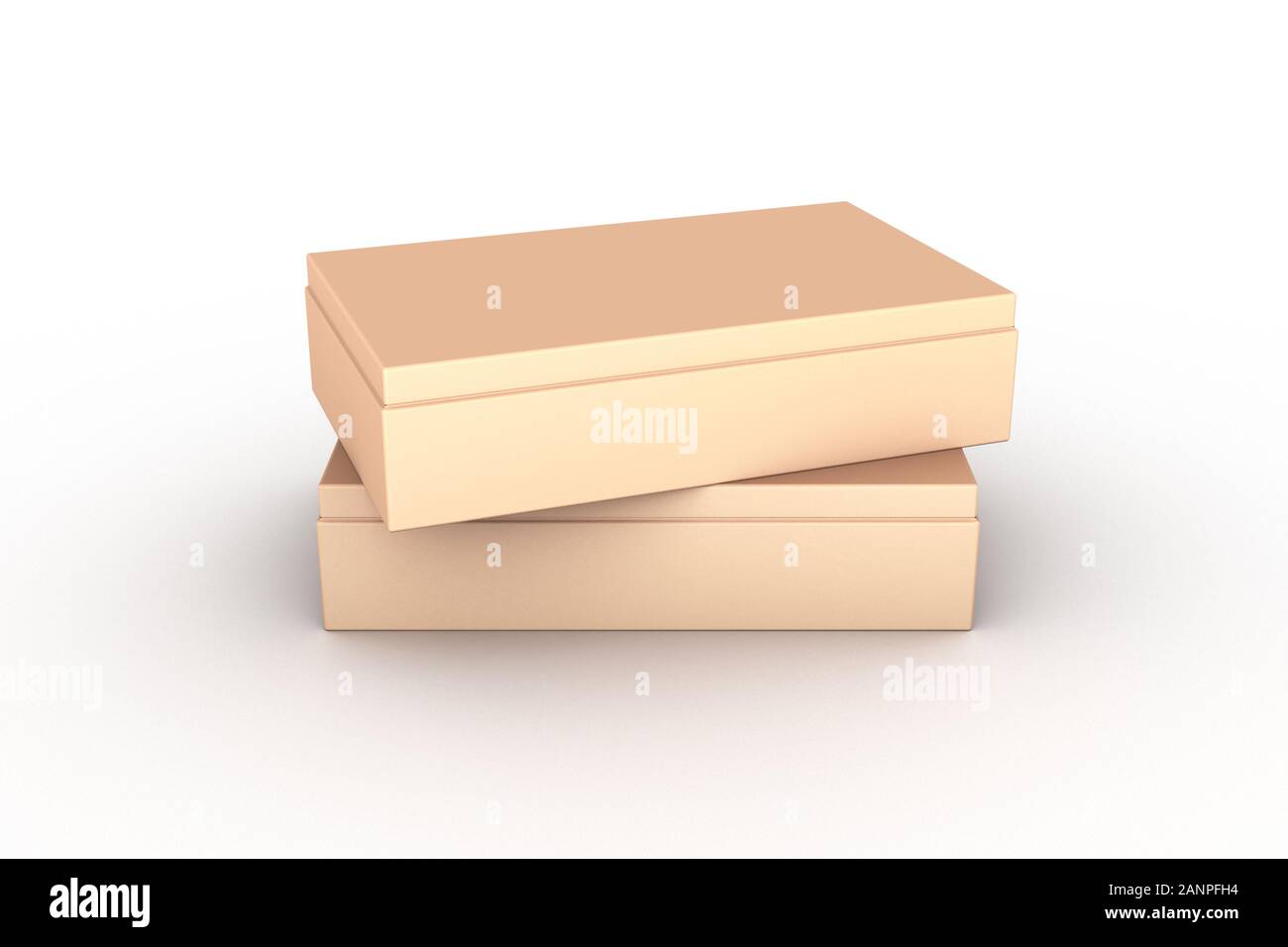 3d rendering of cardboard empty box mockup template with golden yellow ...