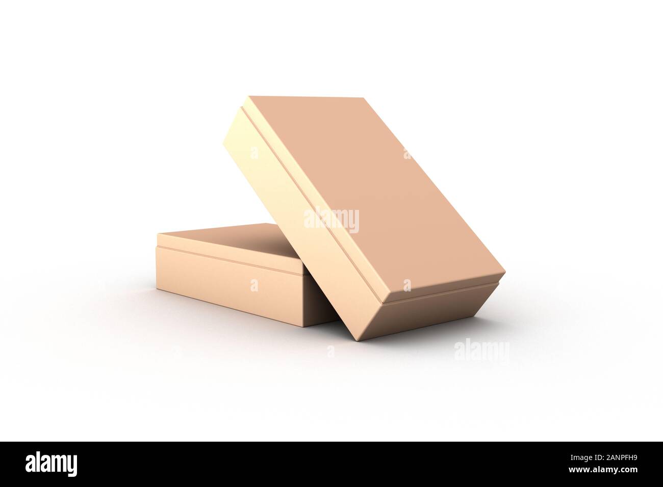 3d rendering of cardboard empty box mockup template with golden yellow ...