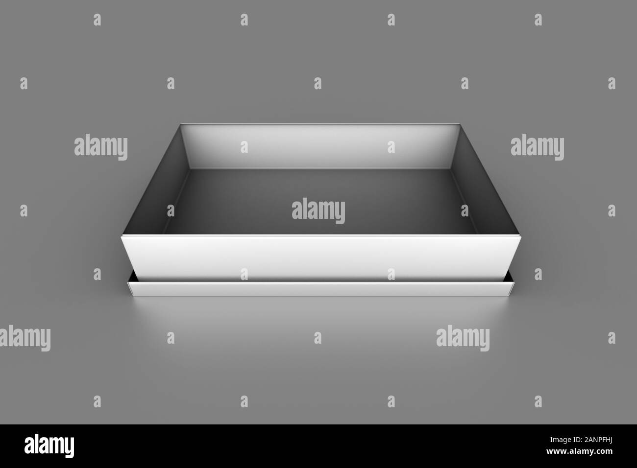 3D rendering of empty metal box mockup template with metallic color on ...