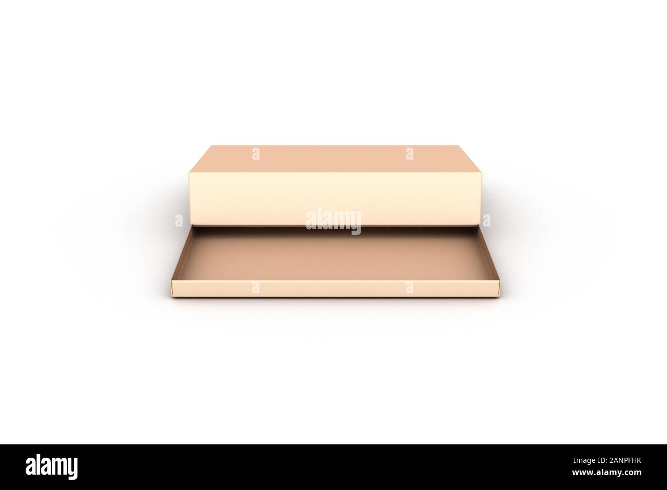 3d rendering of cardboard empty box mockup template with golden yellow ...