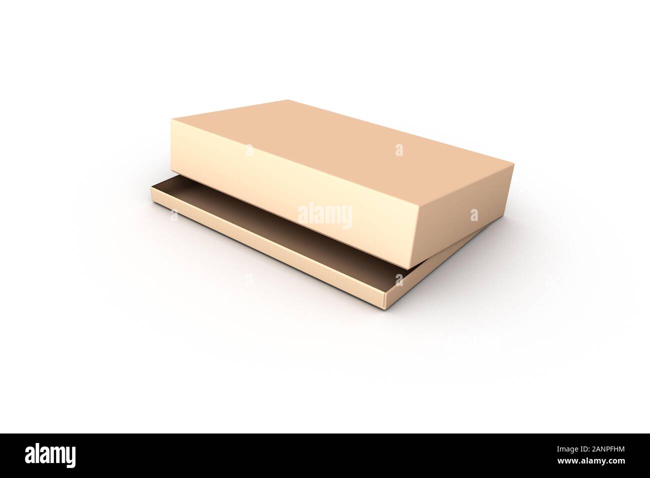 3d rendering of cardboard empty box mockup template with golden yellow ...